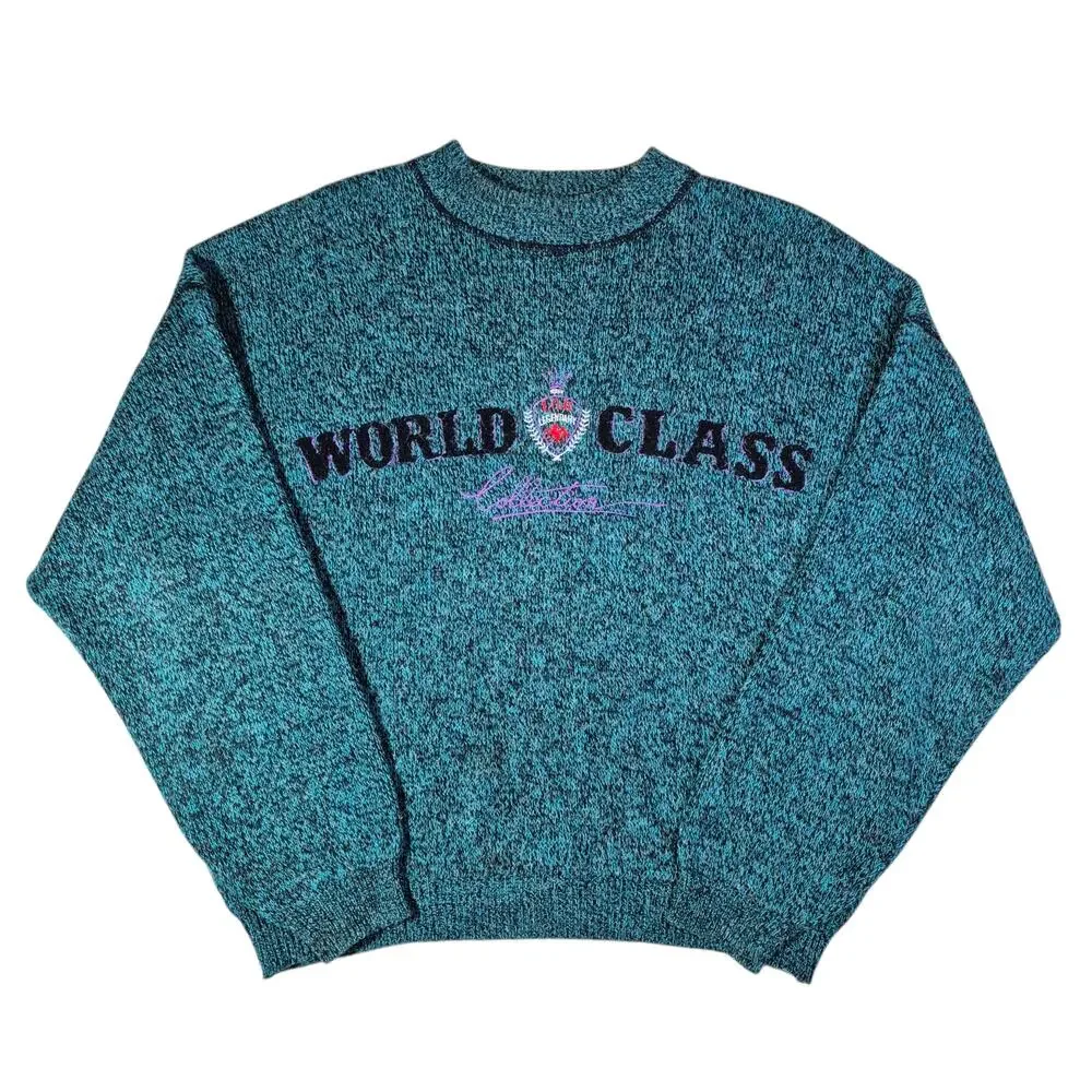 Iou | Sweaters | Xl Vintage Iou World Class Aquaberry Knit Sweater ...